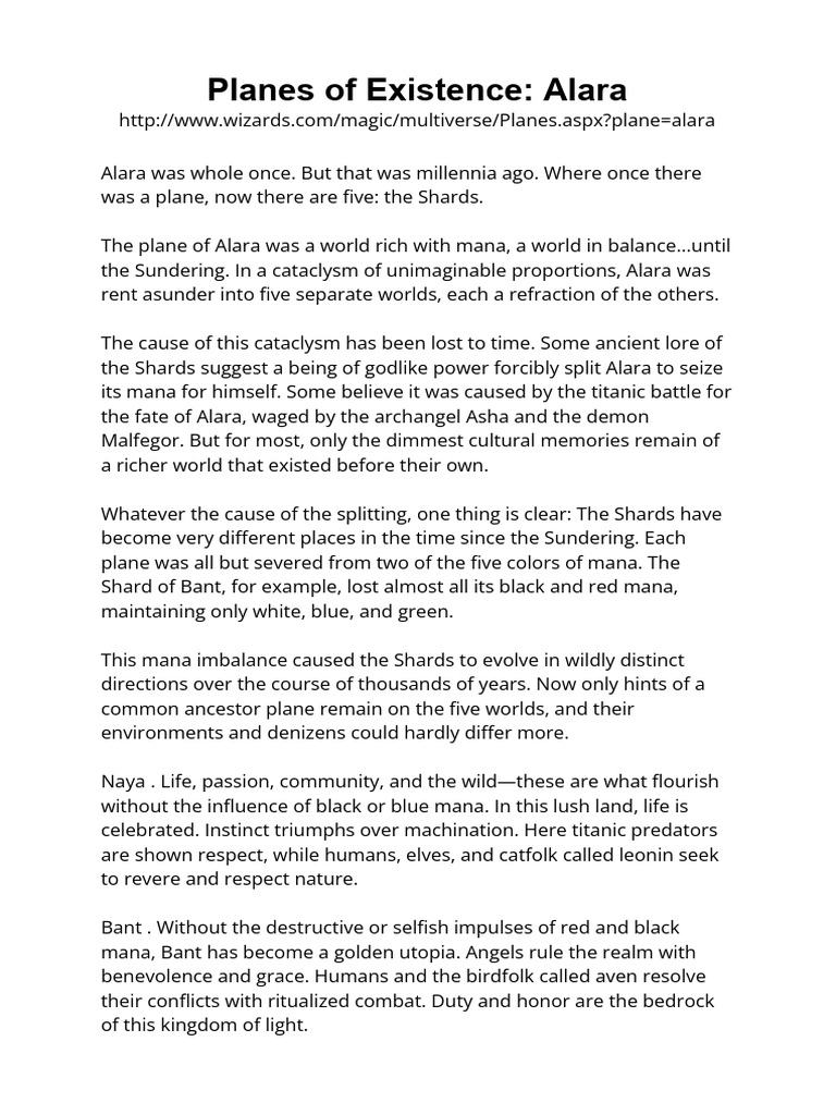 Planes of Existence - Alara | PDF