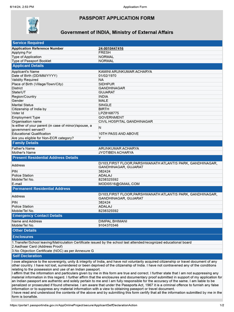 Application Form | PDF | Passport | Government And Personhood