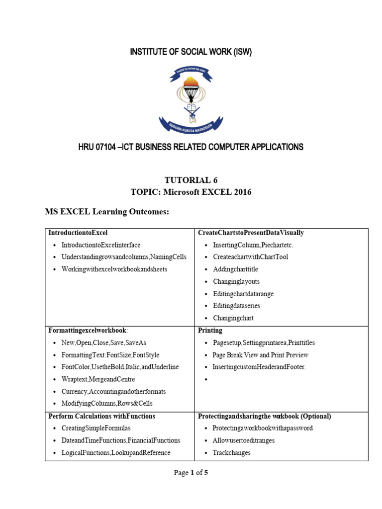 Tutorial 6 Ms Excel | PDF | Worksheet | Microsoft Excel