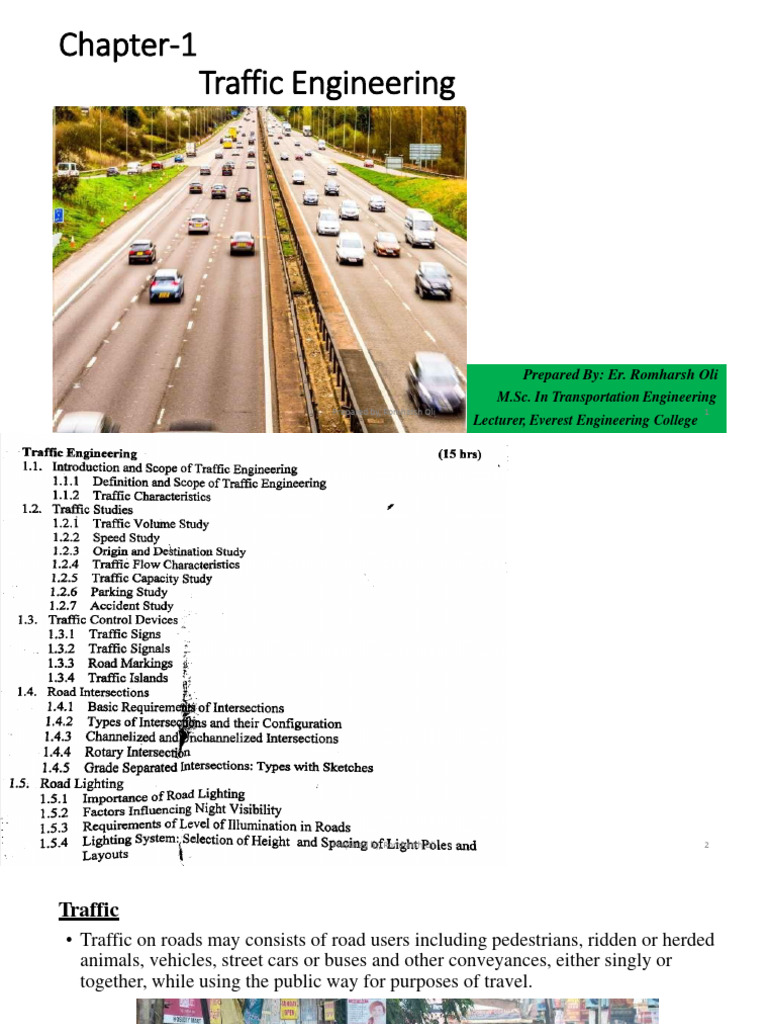 1.1 Introduction and scope of traffic engineering | Download Free PDF | Traffic | Road