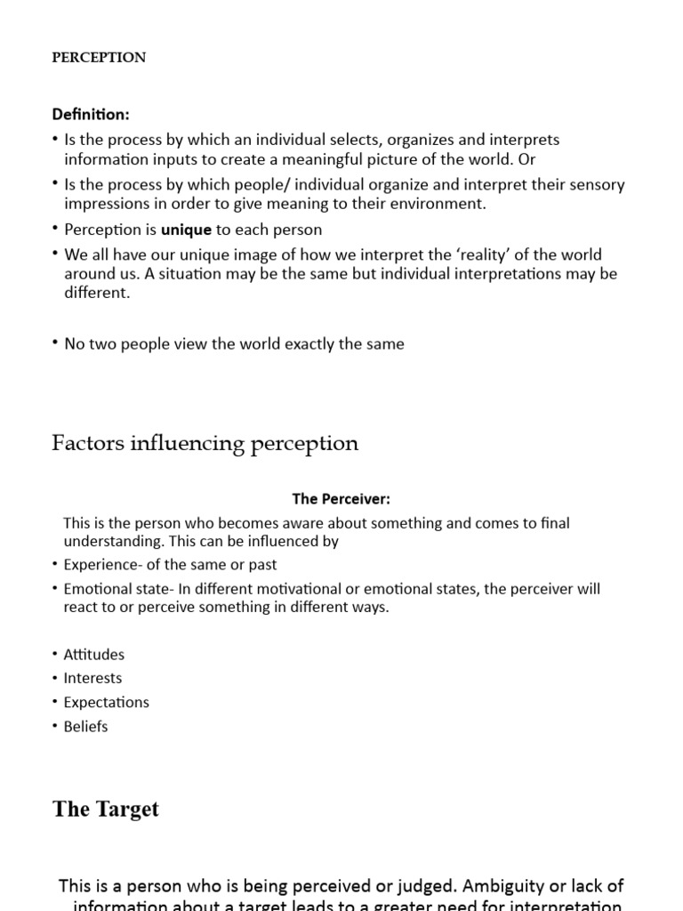 BHRM OB Perception | PDF | Perception | Stereotypes