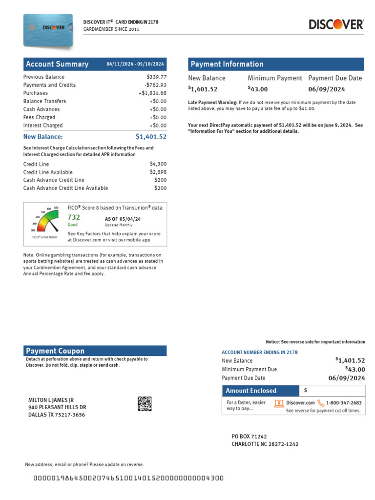 Discover Statement 20240510 2178 | PDF | Credit Card | Credit Score