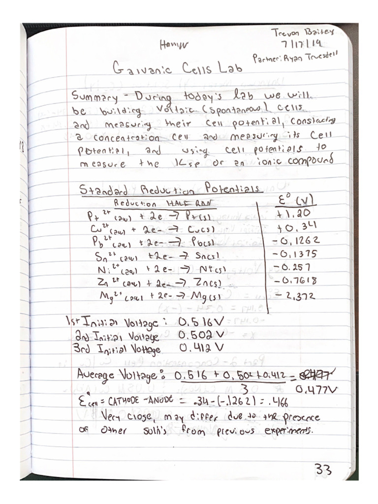 Galvanic Cell Lab Gen Chem | PDF