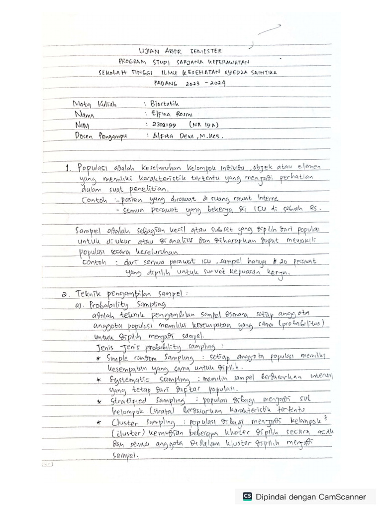Uas Biostatistik-Elfina Rosmi | PDF