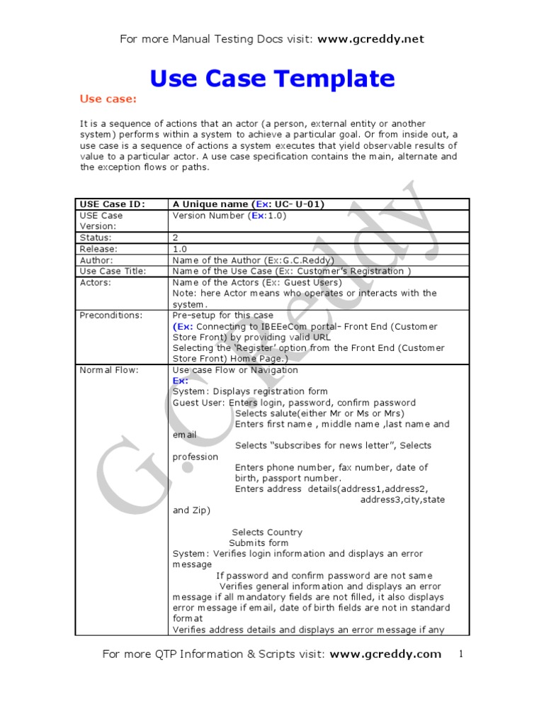 Use Case Template | PDF | Use Case | Password