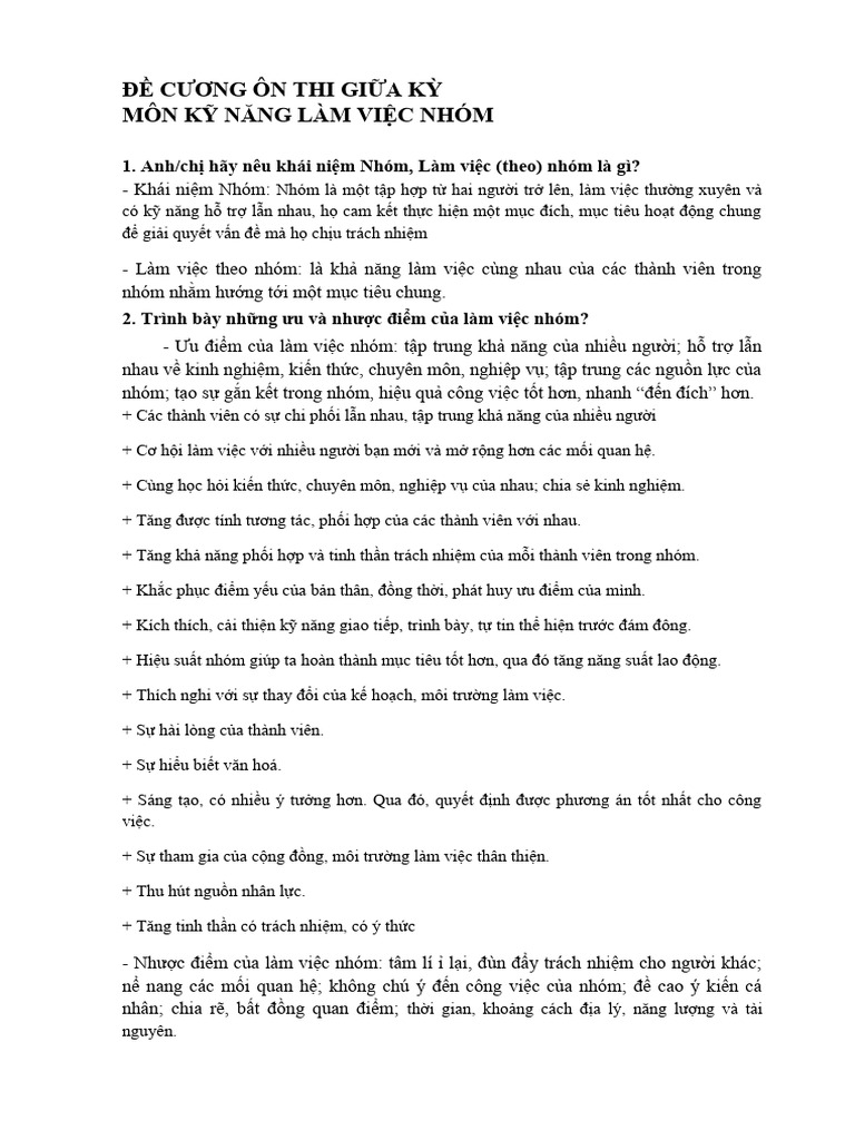 Đề cương môn KNLVN - Sinh viên | PDF