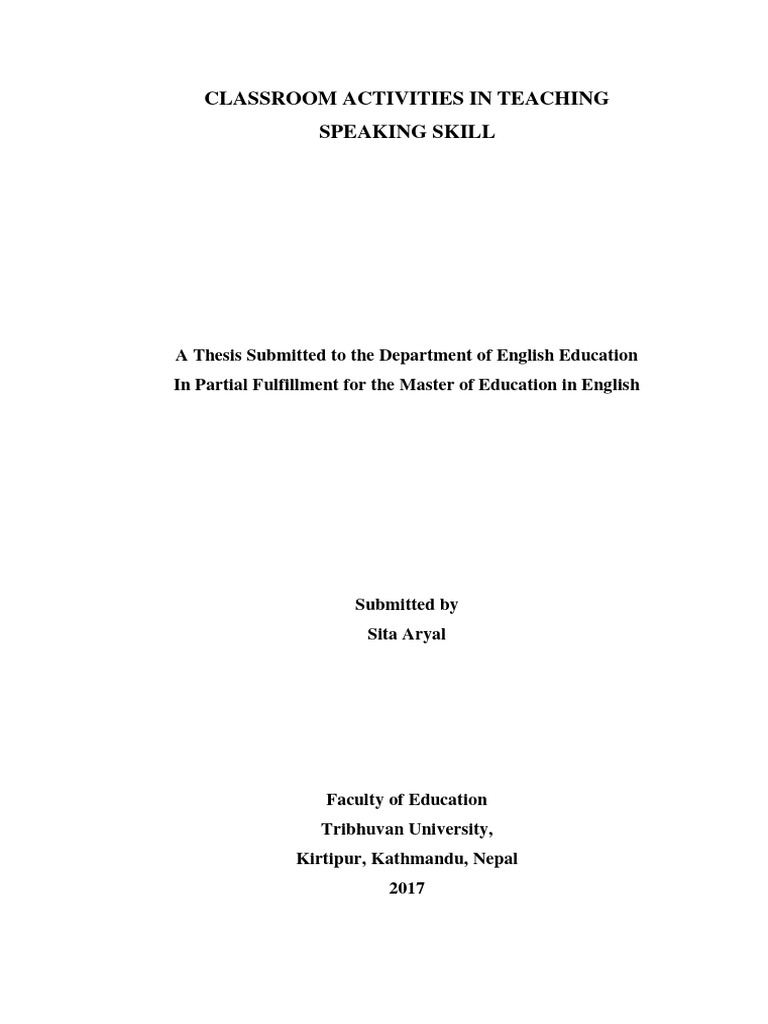 Classroom Activities in Teaching Speaking Skill | PDF | Teachers | Speech