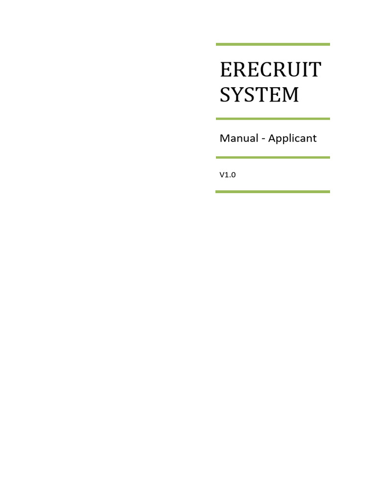 eRecruit System Applicant Manual V1.0 | PDF | Résumé | Recruitment
