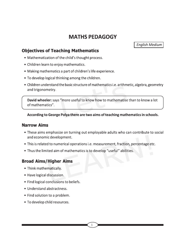 Maths Pedagogy1 | PDF