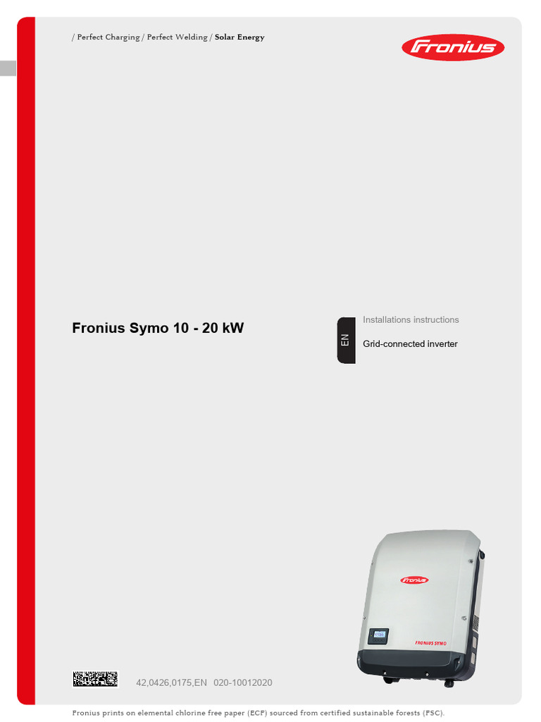 Fronius 10-20kW Install Instructions | PDF | Alternating Current ...