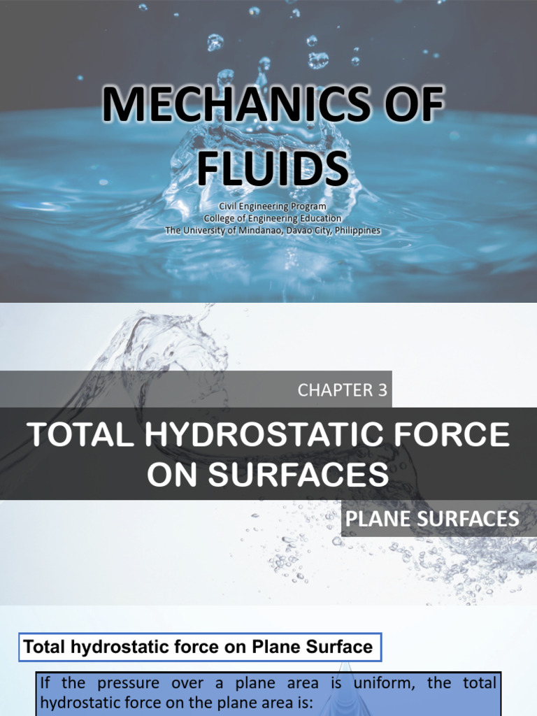 Total Hydrostatic Force On Surfaces | PDF | Pressure | Continuum Mechanics