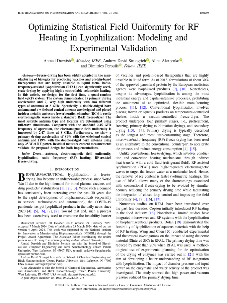 Optimizing Statistical Field Uniformity For RF Heating in Lyophilization Modeling and ...