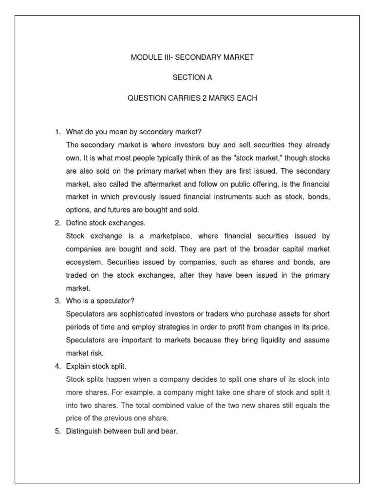 Module 3 FMO | PDF | Order (Exchange) | Stocks