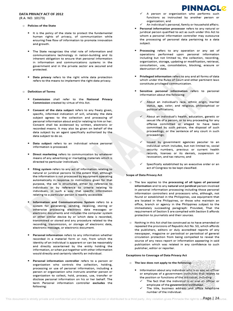 DPA Notes | PDF | Privacy | Information