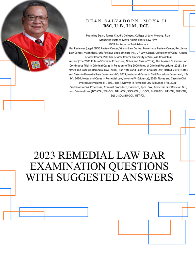 2023 Remedial Law Bar Exam Q&A | PDF | Bail | Deposition (Law)