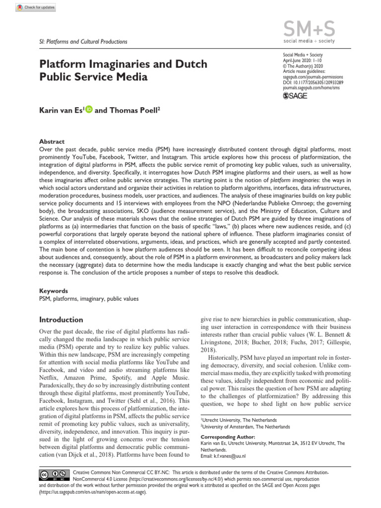 Platformization of Dutch Public Media | PDF | Social Media | Popular ...