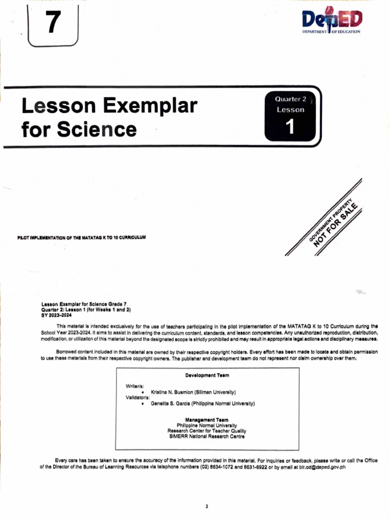 Lesson Exemplar For Science | PDF
