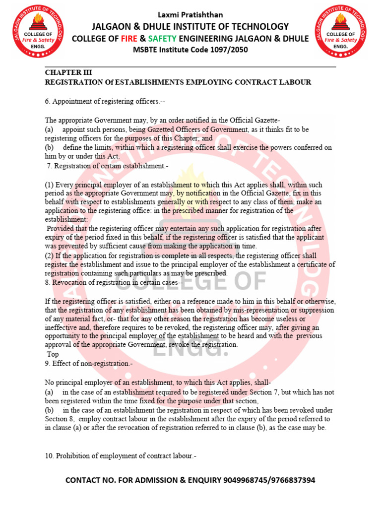 Registration, License As Per Central Labours Regulation & Abolition Act ...