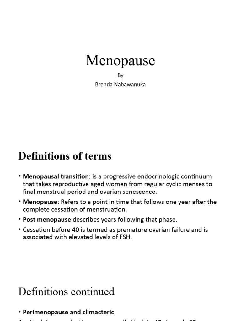 Menopause PPT (Nabawanuka Brenda) - 1 | PDF | Menstrual Cycle | Menopause