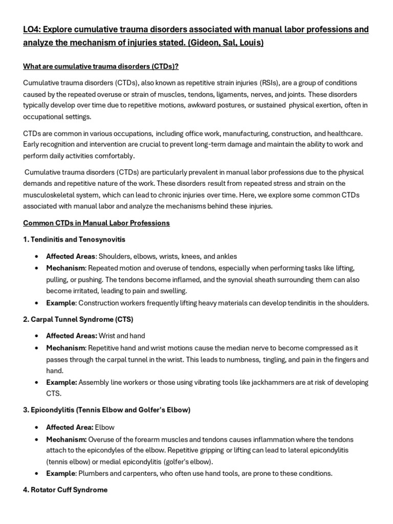 EBL5 Handout (Sally, Louis, Gidi) | PDF | Elbow | Diseases And Disorders