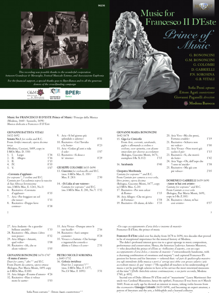 Music For Francesco II The Prince of Music Brilliant 2020 BOOKLET | PDF ...