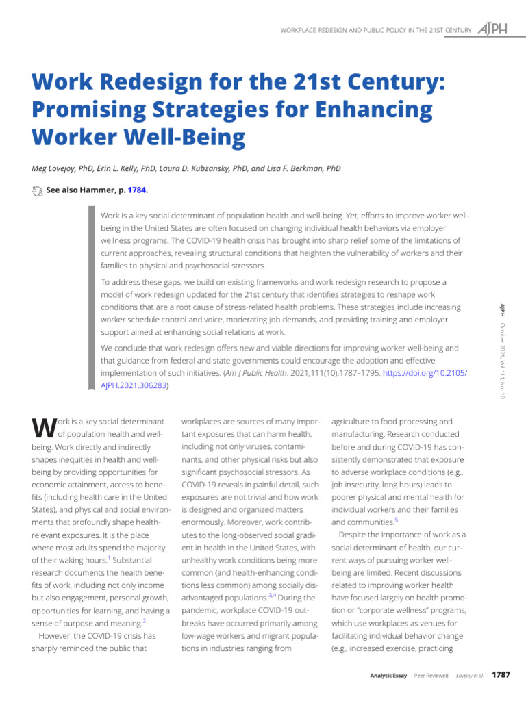 21st Century Work Redesign Strategies | PDF | Employment | Occupational ...