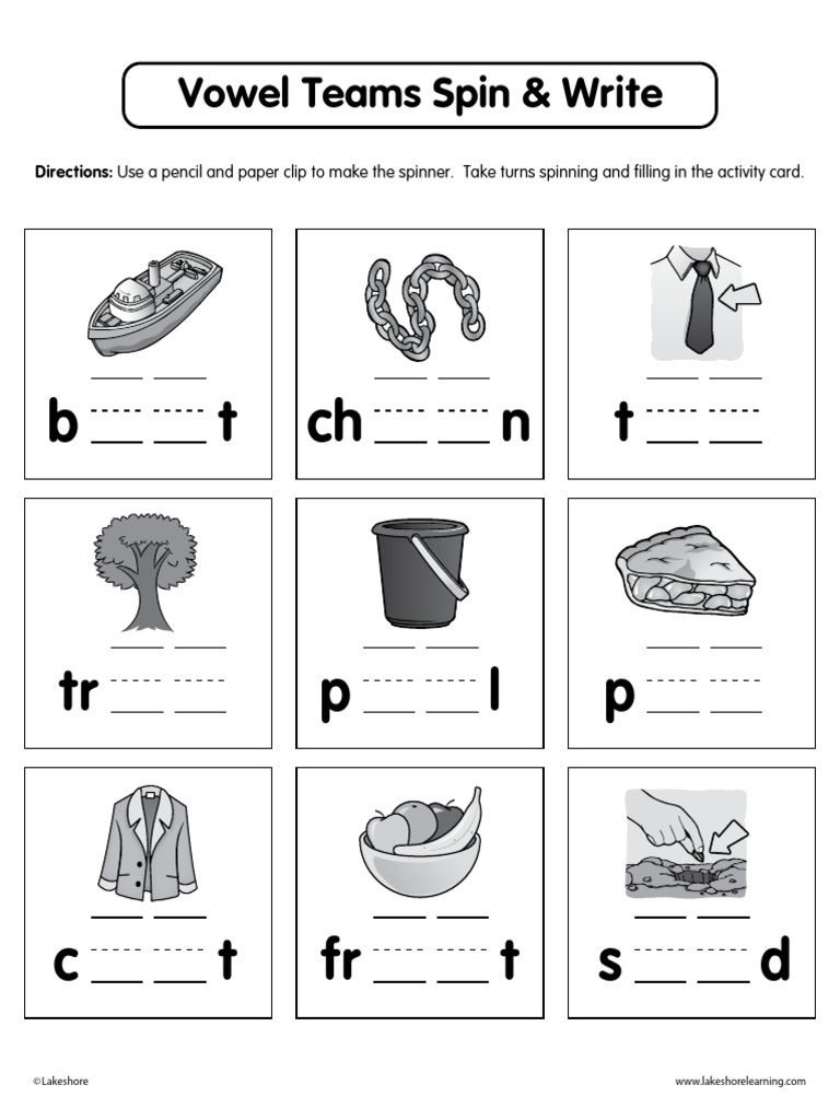 Vowel Teams Spin & Write Game | PDF
