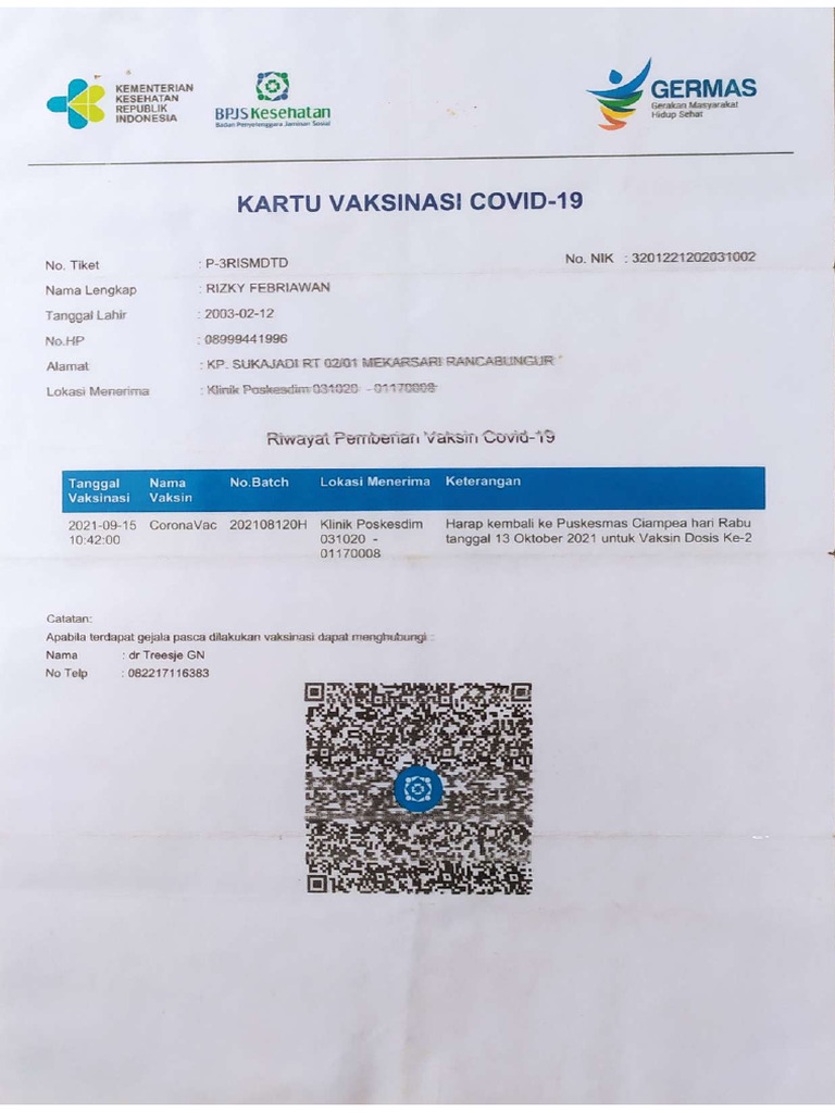 Sertifikat Vaksin | PDF