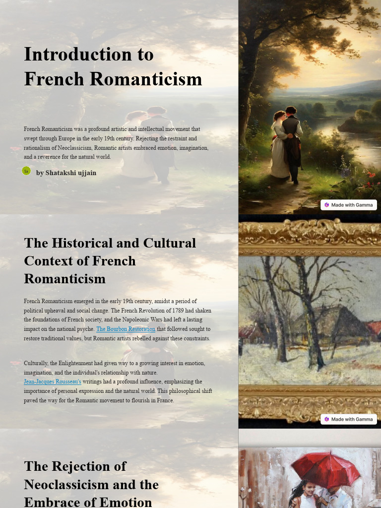Introduction To French Romanticism | PDF | Romanticism