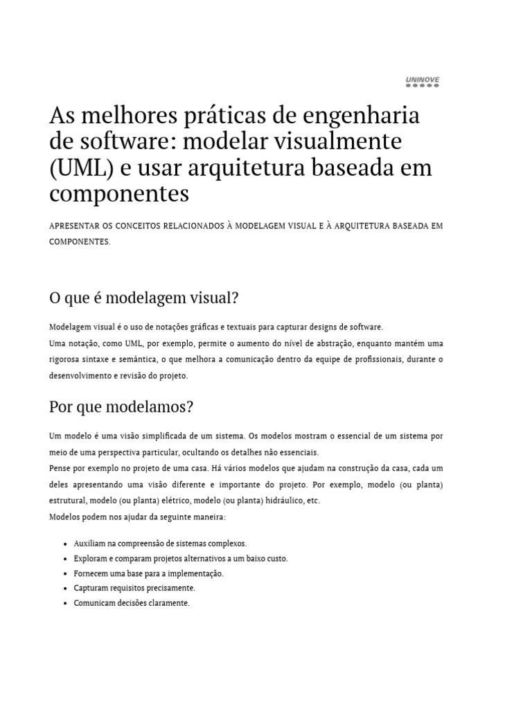 10 As Melhores Práticas De Engenharia De Software Modelar Visualmente Uml E Usar 