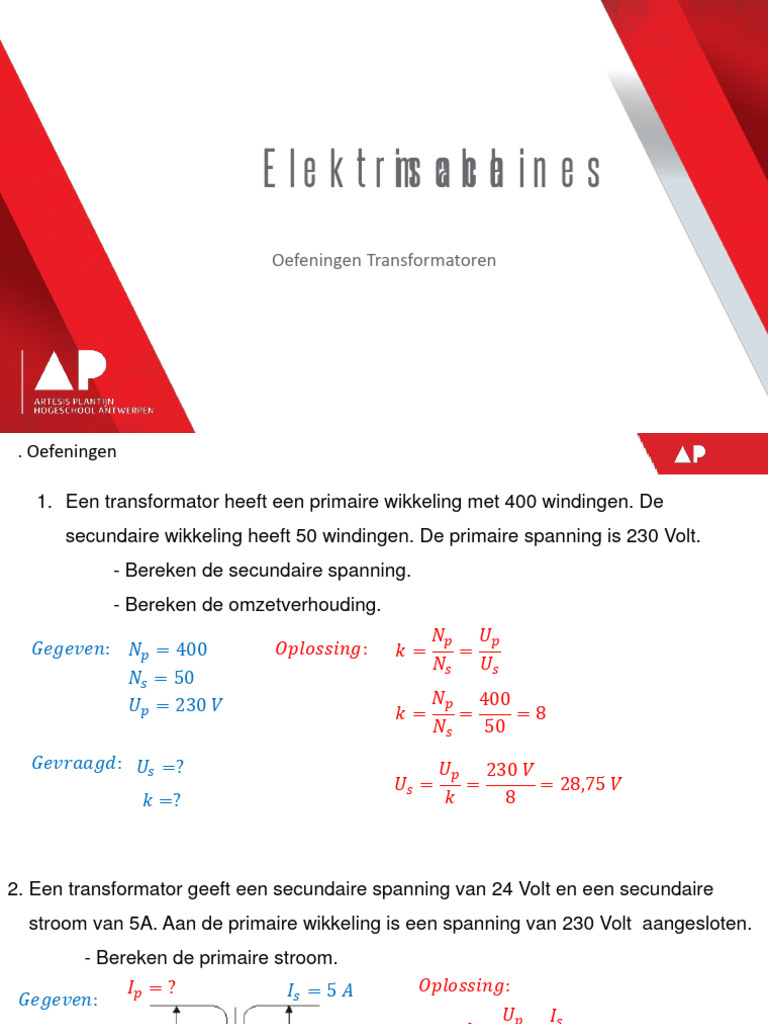 23 EM-TR2 Transformatoren Oefeningen | PDF