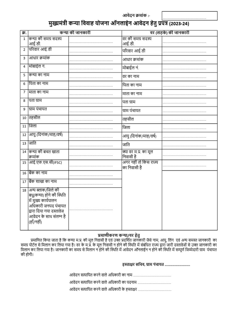 Vivah Form | PDF