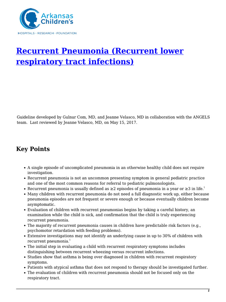 Recurrent Pneumonia | PDF | Pneumonia | Asthma