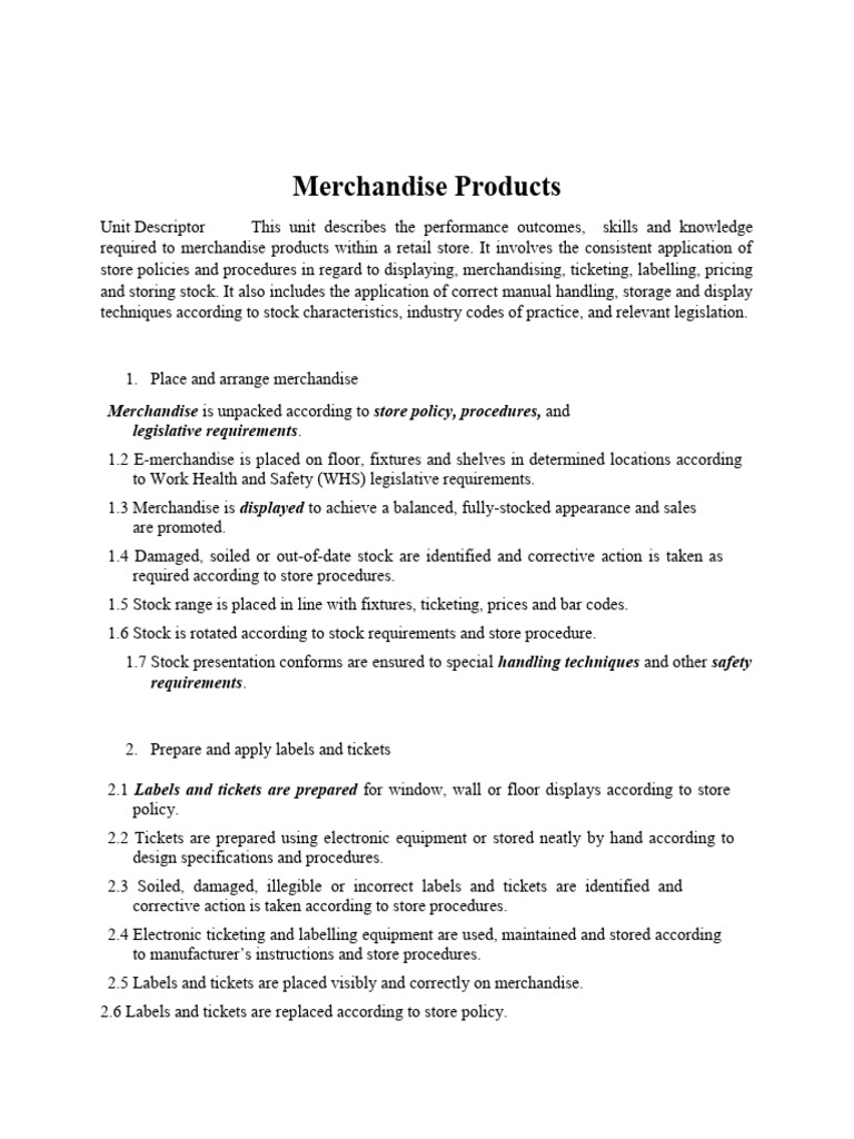 Merchandise Products | PDF | Merchandising | Pricing