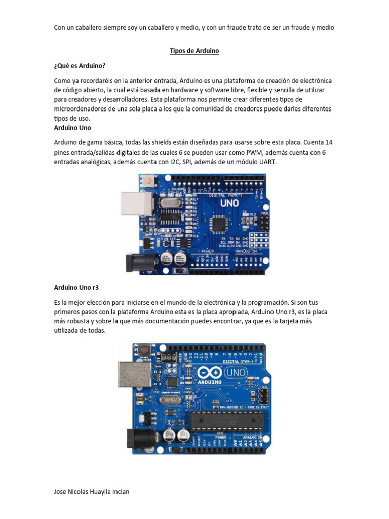 Tipos de Arduino | PDF | Arduino | Informática