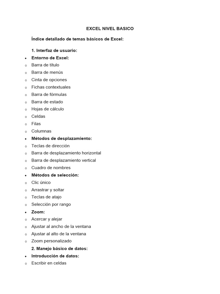 Excel Nivel Basico-Intermedio | PDF | Microsoft Excel | Hoja de cálculo