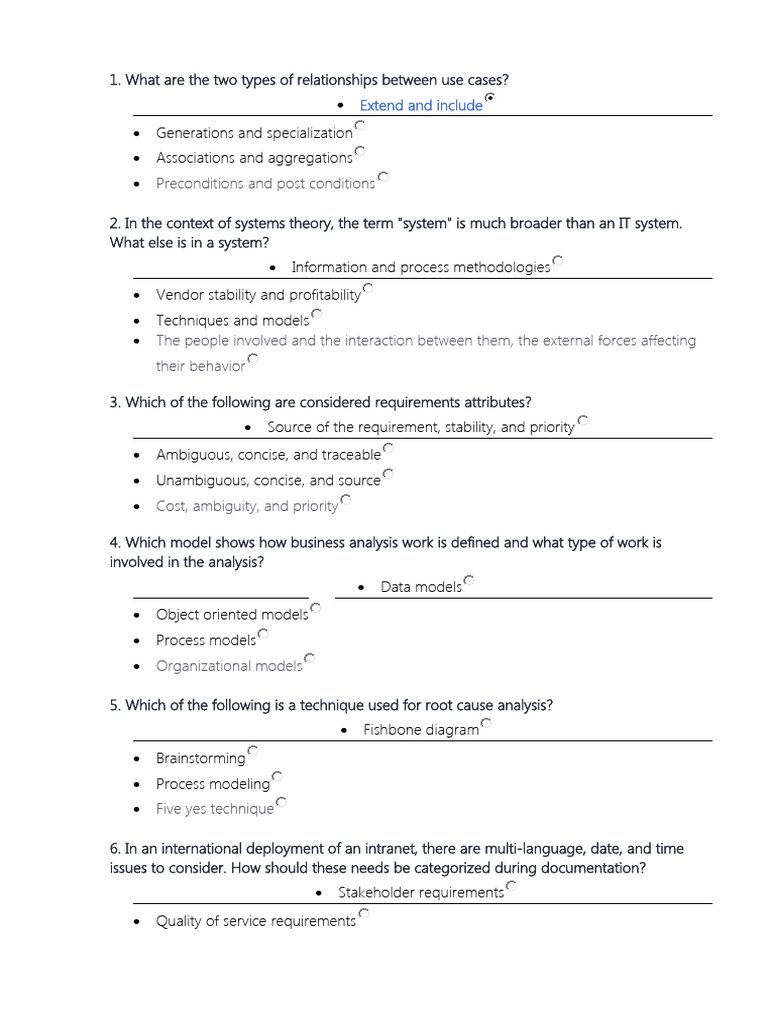 Free CCBA® Exam Questions Practice Test | PDF | Business Analysis | Use ...