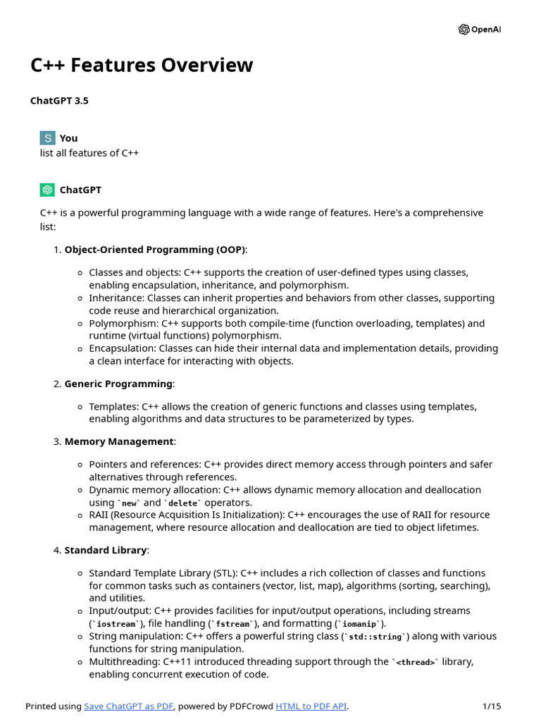 C Features Overview Pdf C Class Computer Programming 