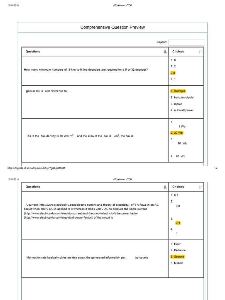 VIT VTOP Comprehensive Question Bank | PDF | Frequency Modulation ...