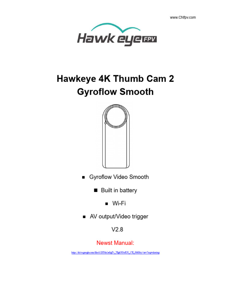 Hawkeye 4K Thumb Cam 2 V 2.9 | PDF | Film Speed | Electromagnetic Interference