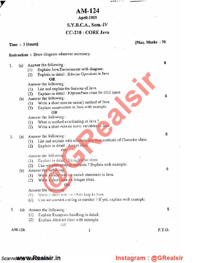 Core Java Exam Questions and Answers | PDF | Method (Computer ...