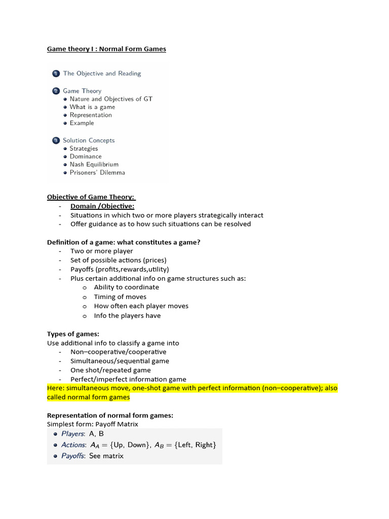 Normal Form Games | Download Free PDF | Game Theory | Systems Theory