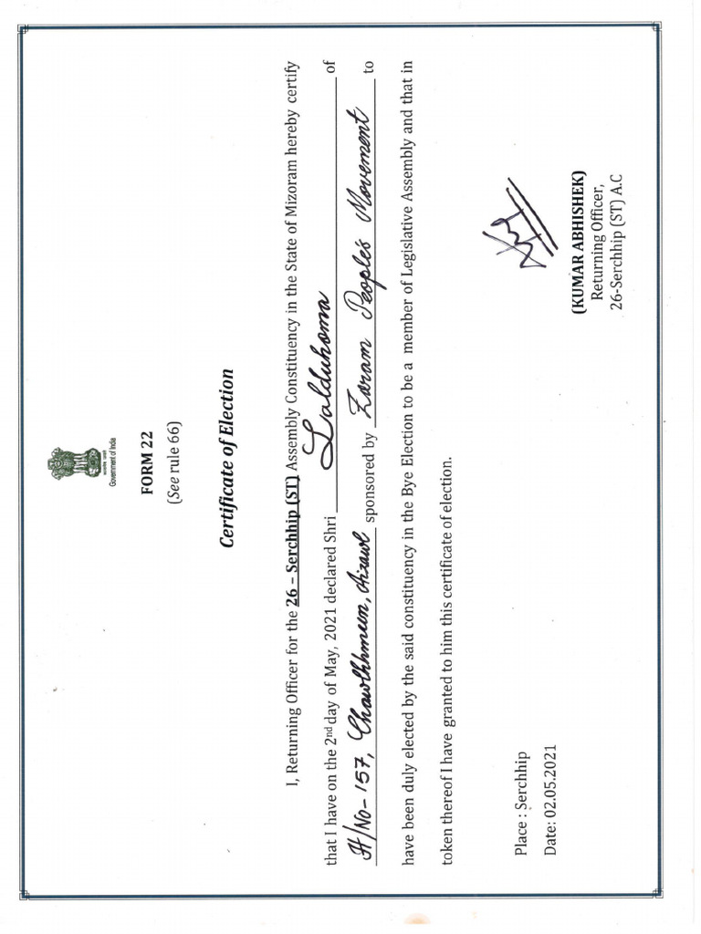 Form 22 Certificate of Election | PDF