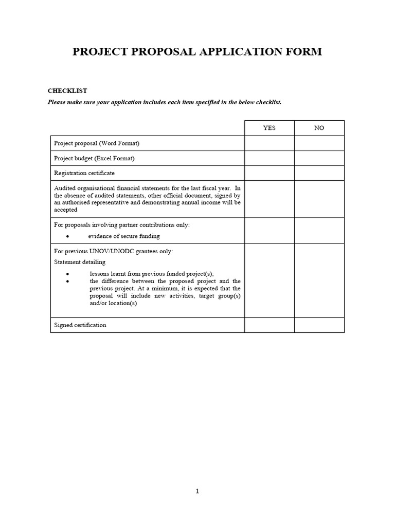 2020 Project Proposal Application Form | PDF