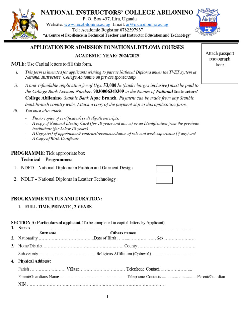 National Diploma Application Form 2024-2025 | PDF | Identity Document | Educational Stages