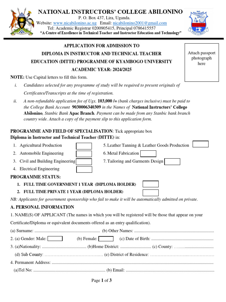 Instructor Diploma Application Form | PDF | Diploma