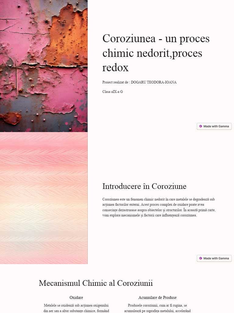 Coroziunea Un Proces Chimic Nedoritproces Redox | PDF