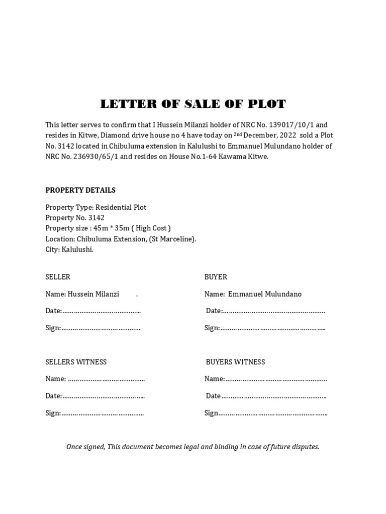 Letter of Sale of Plot-St Marceline | PDF | Politics