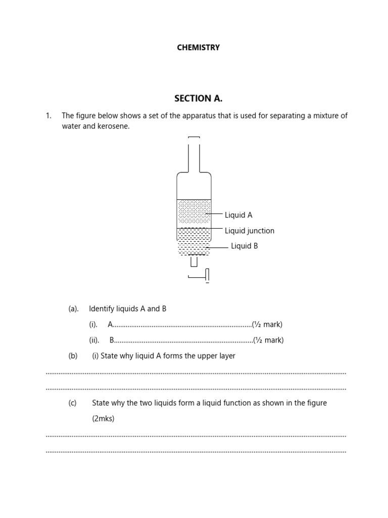 S3 Chemistry Questions and Answers PDF | PDF | Solubility | Diet ...