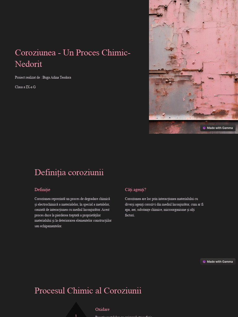 Coroziunea Un Proces Chimic Nedorit | PDF